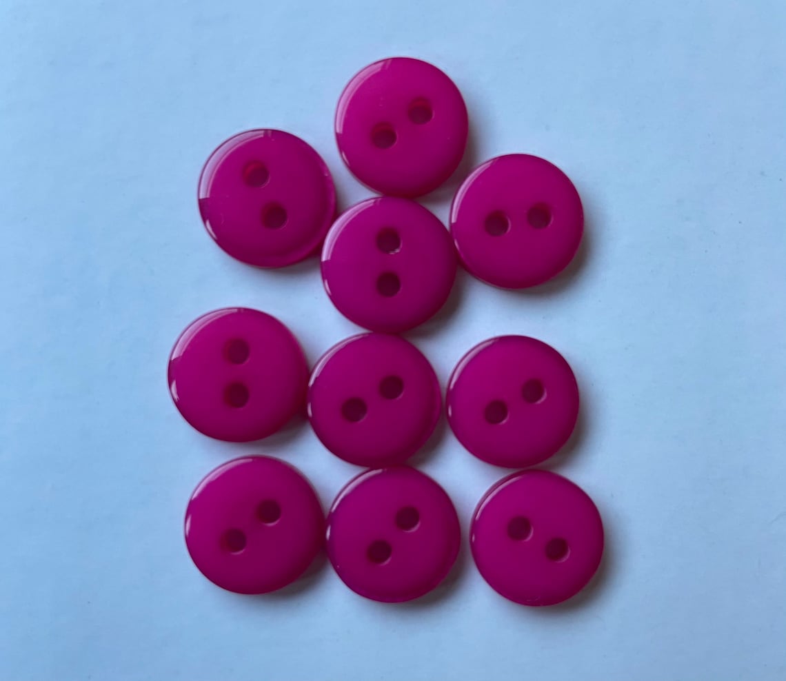 10 X Bright Pink Buttons. 11mm. - Etsy