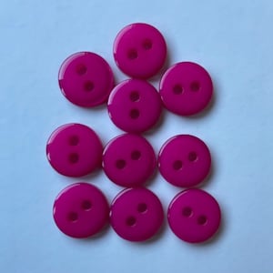 10 X Bright Pink Buttons. 11mm. - Etsy