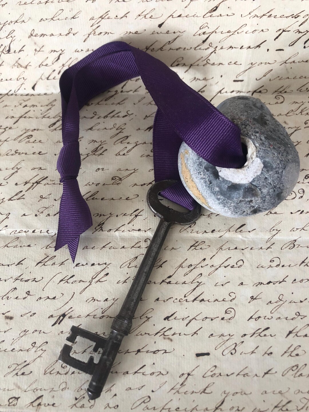 Beautiful Hag Stone & Vintage/antique Key. Wicca/good Luck/charm ...