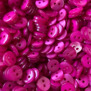 10 X Bright Pink Buttons. 11mm. - Etsy