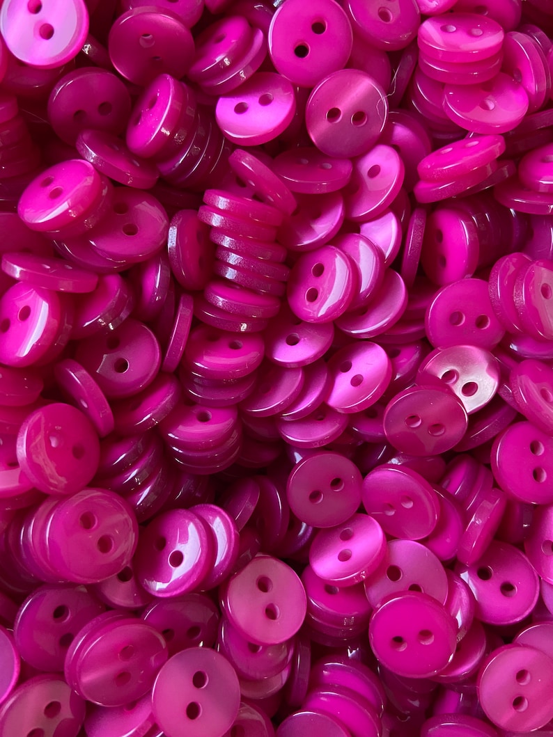 10 X Bright Pink Buttons. 11mm. - Etsy