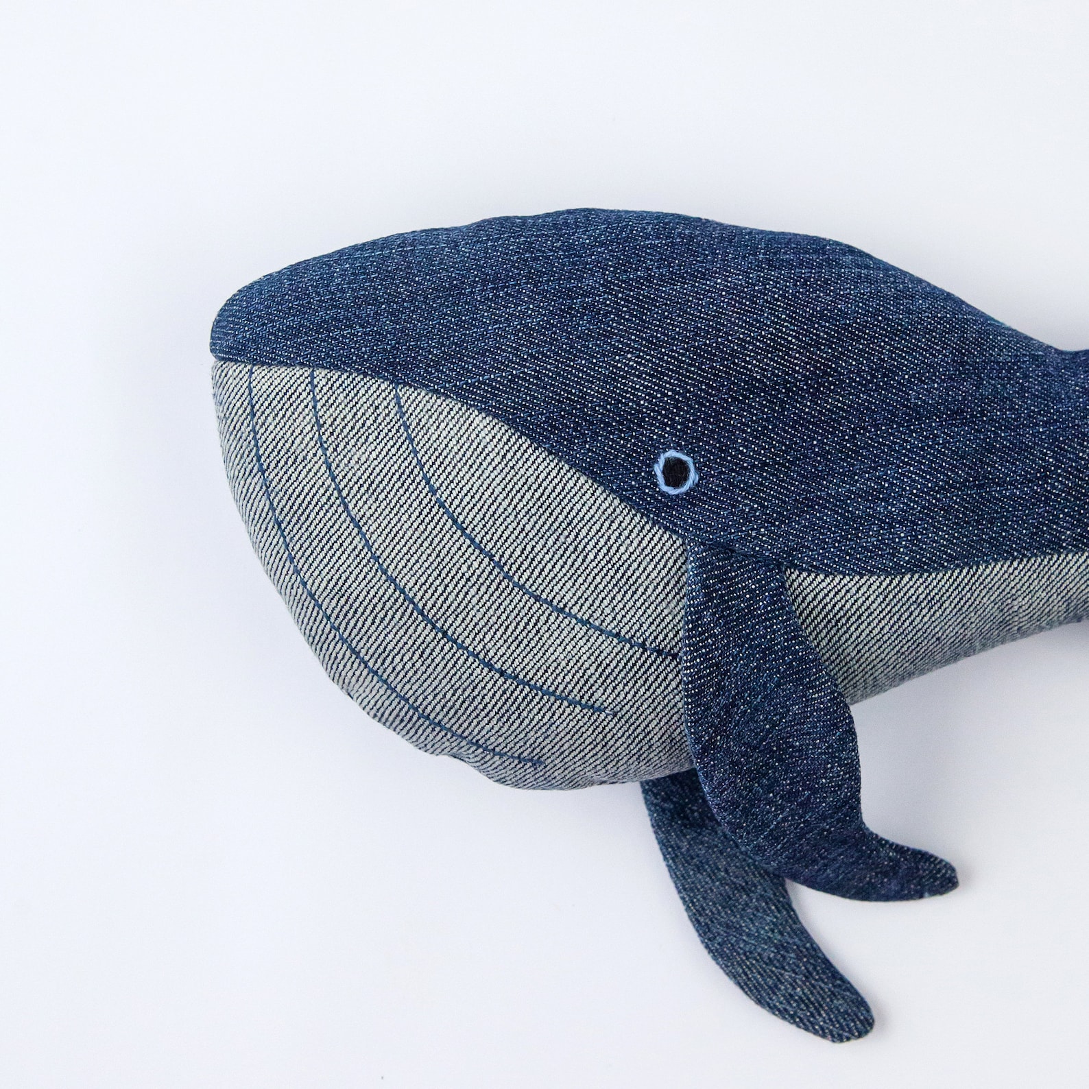 Denim Whale Stuff Animal Fabric Soft Whale Plushie Ocean | Etsy