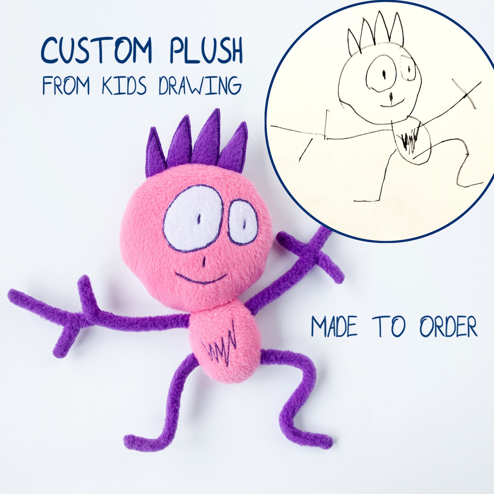Custom Plush From Kids Drawing Сustomized Toy From сhild - Etsy