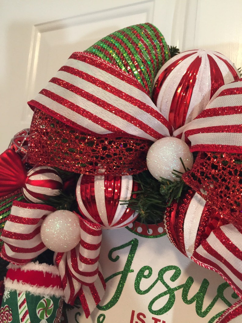 Jesus is the Reason for the Season, Christmas Jesus Wreath, Red and ...