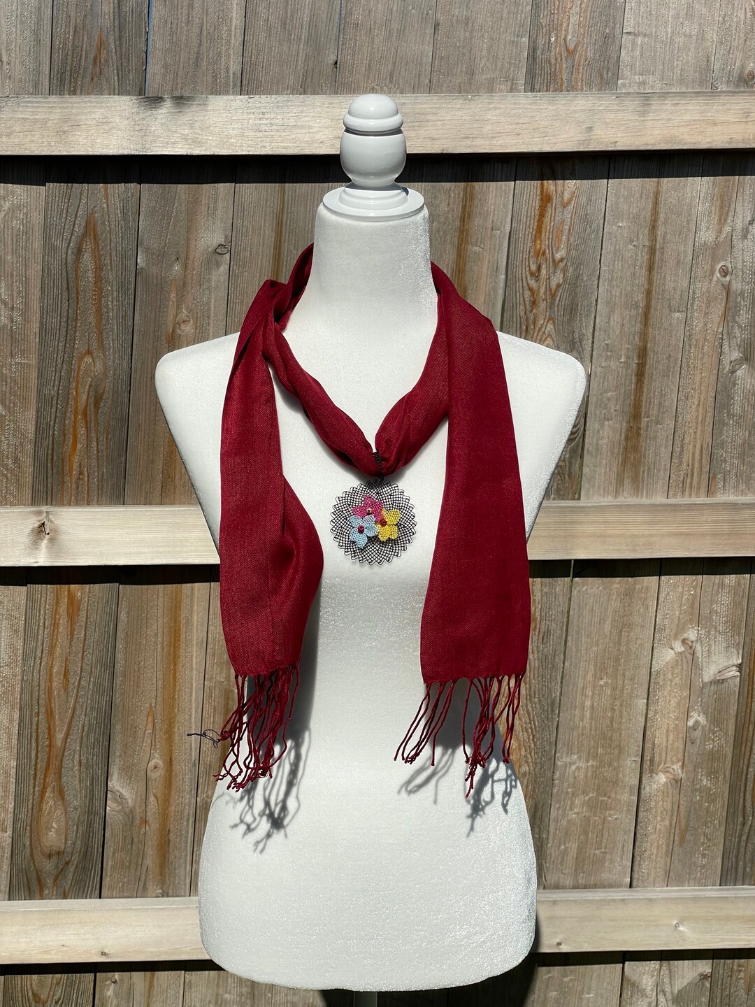 Turkish Style Foulard - Scarf With Handmade Needle Lace - Unique Gift ...