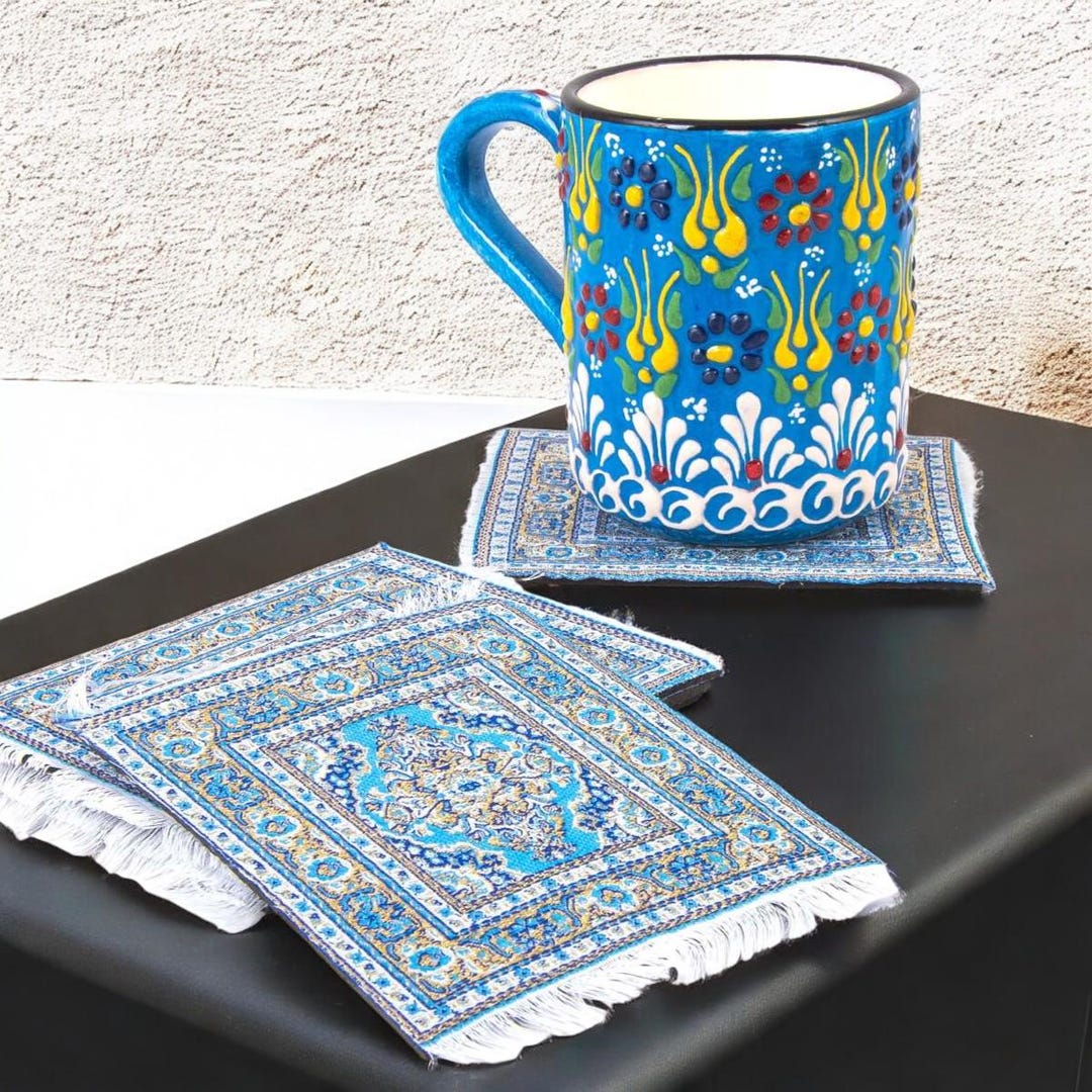Turkish Kilim Coasters | Set of 6 Coasters | Turkish Rug Coasters ...