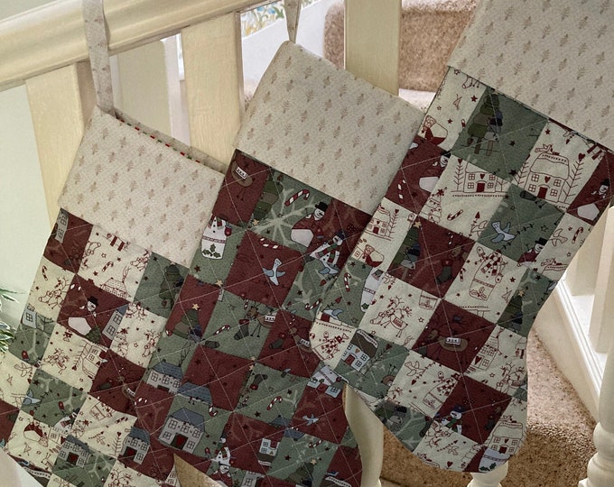 Handmade Christmas Stocking in Patchwork Scandinavian Style Print - Etsy