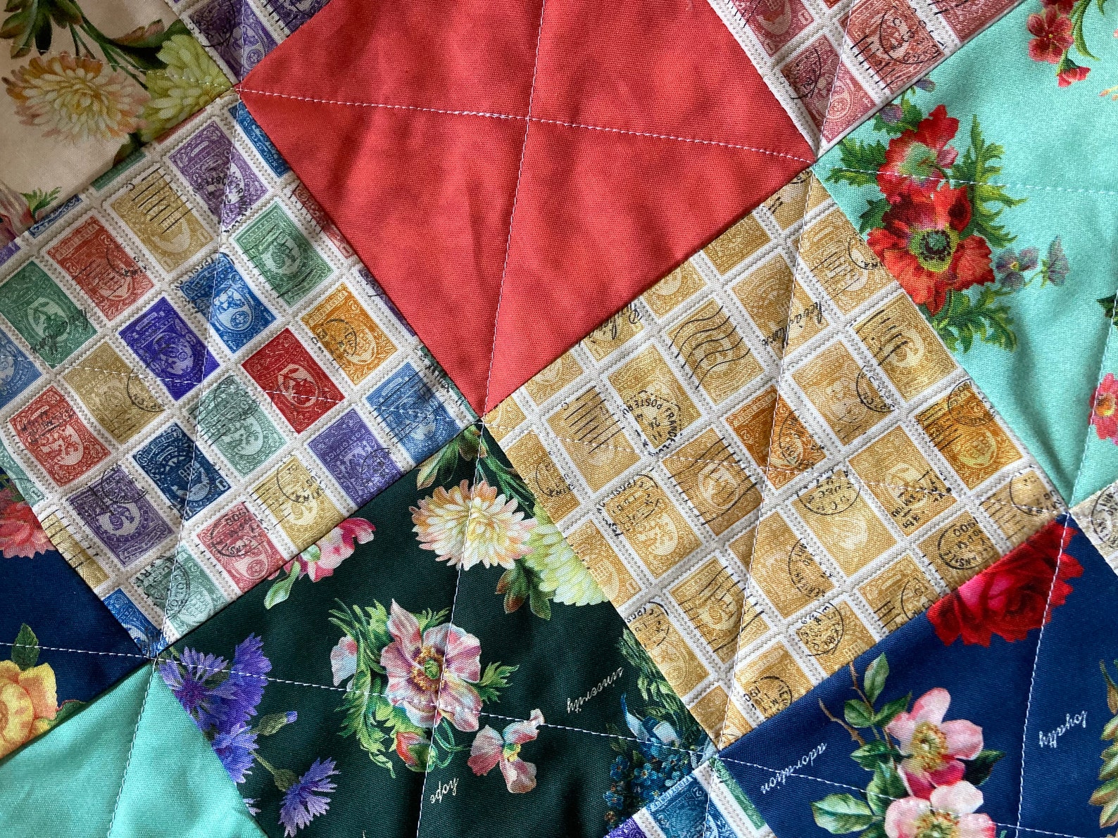 Handmade Patchwork Tote Bag in Vintage Style Postage Stamp Fabric, - Etsy