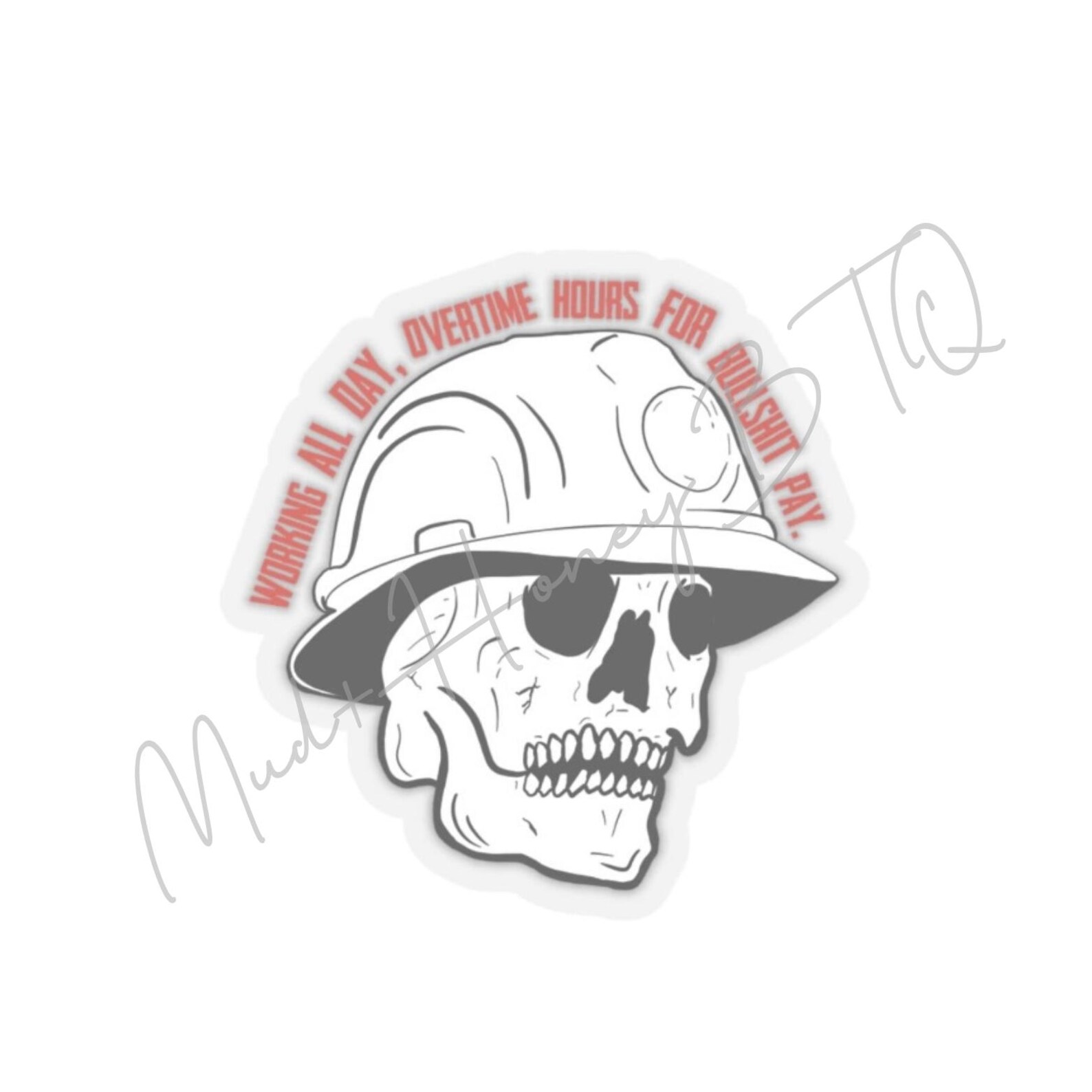 Skull Overtime Hours Sticker, Skull Head Sticker, Lunch Box Sticker ...