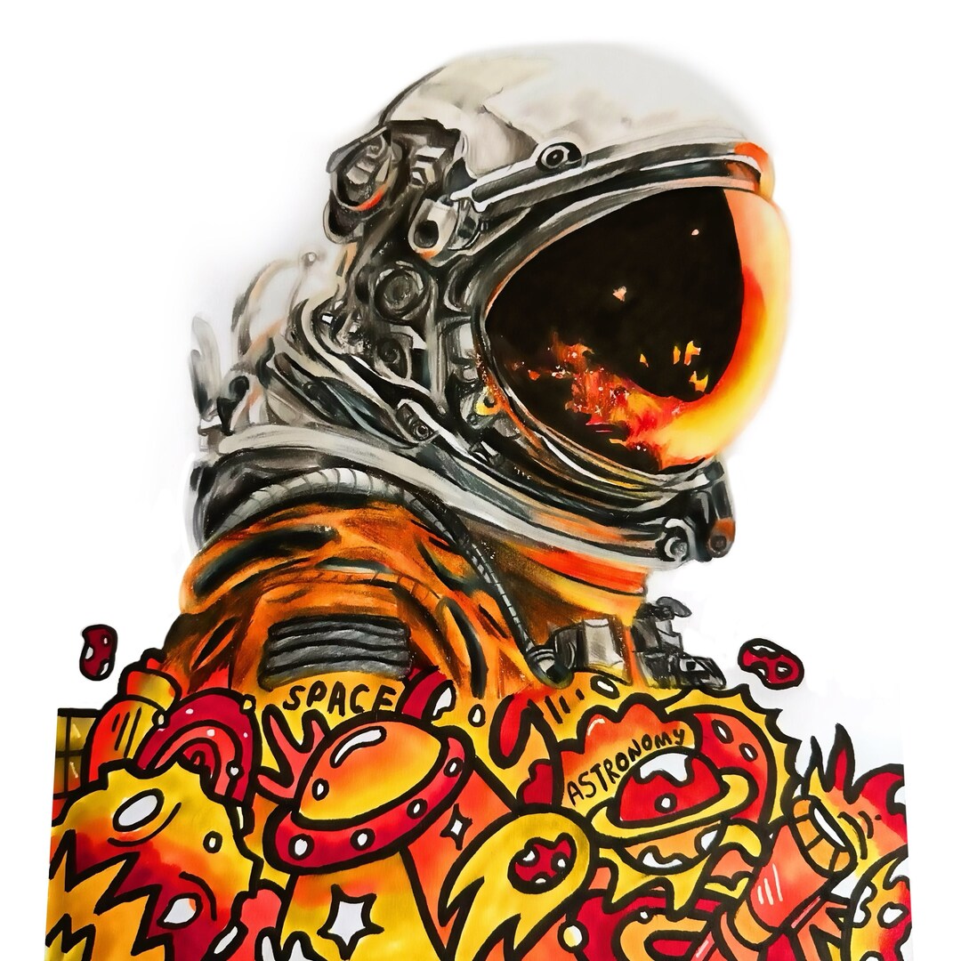Astronaut Doodle A5 Print - Etsy