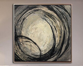 Black and White Circle Painting - Etsy