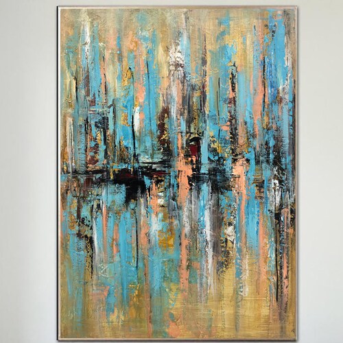 Large Modern Abstract Wall Art Gold Abstract Painting on - Etsy