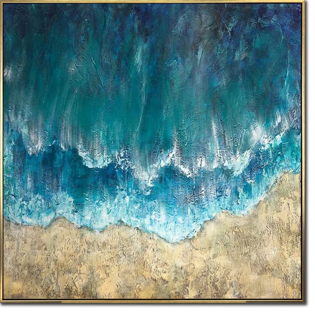 Large Ocean Serenity Textured Abstract Painting on Canvas Handmade ...