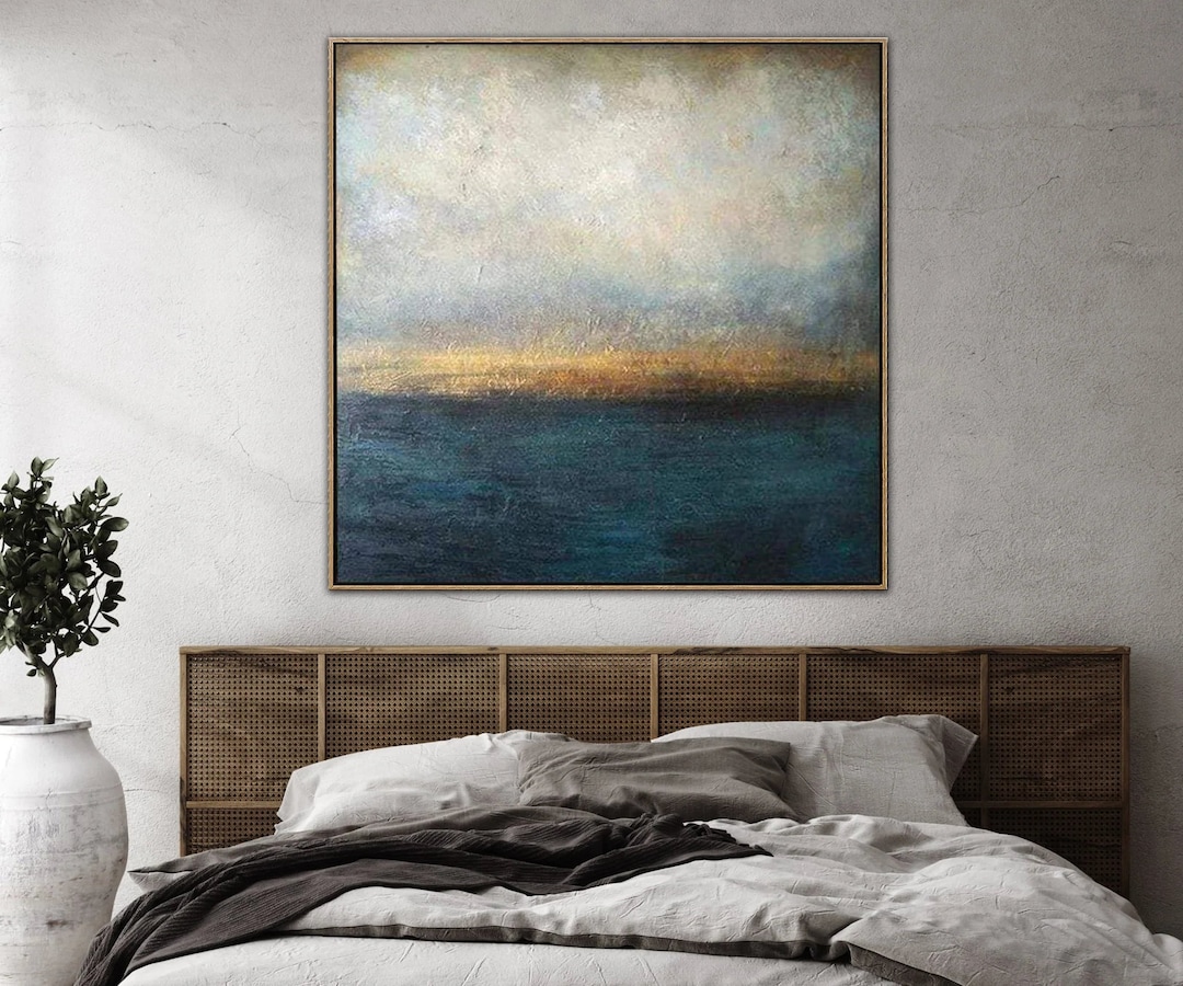 Oversized Abstract Seascape Painting on Canvas Abstract Art in Gold ...