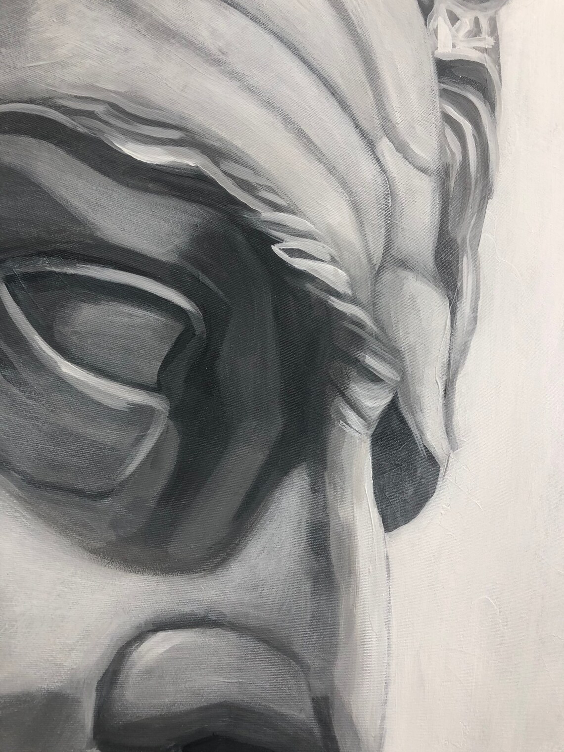 Extra Large Abstract Zeus Portrait Oil Painting Gray Painting | Etsy