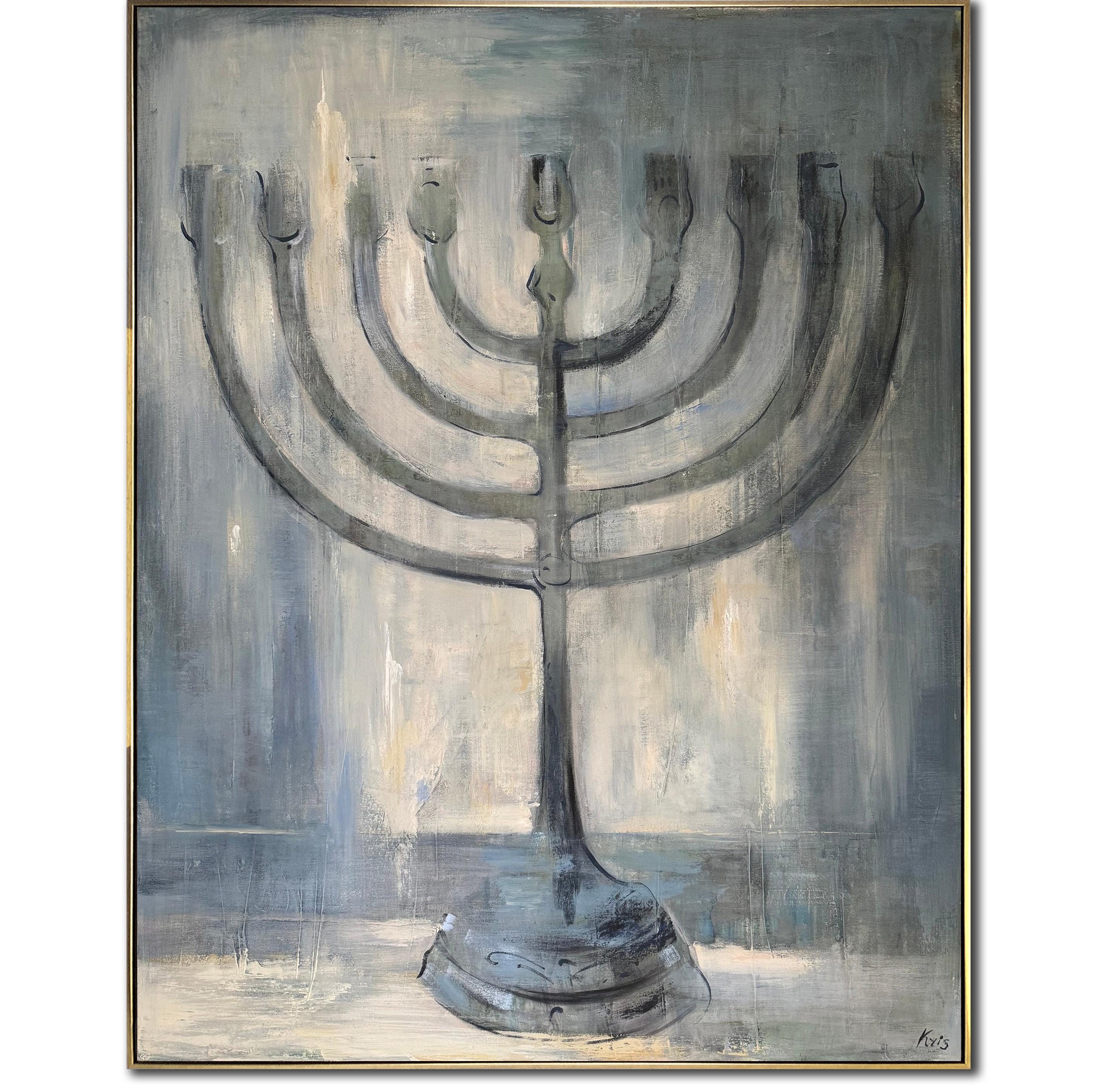 Abstract Menorah Wall Art – Judaica Painting on Canvas - Etsy