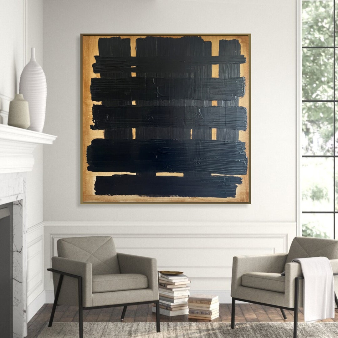 31x31 Abstract Black Grid Acrylic Painting Modern Original Wall Art ...