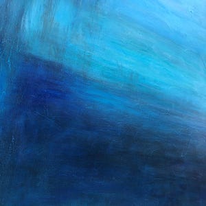Oversized Abstract Minimalist Blue Canvas Art Ocean Inspired Gradient ...