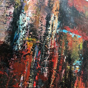 Red Abstract Oil Painting Wall Art Orange Colorful Artwork Large ...