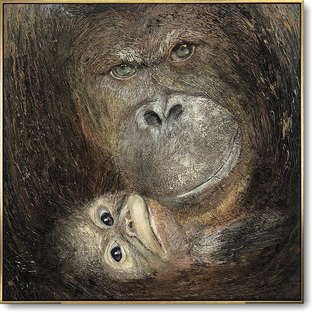 Orangutan Portrait Wildlife Art Primate Behavior Art Motherhood Art ...
