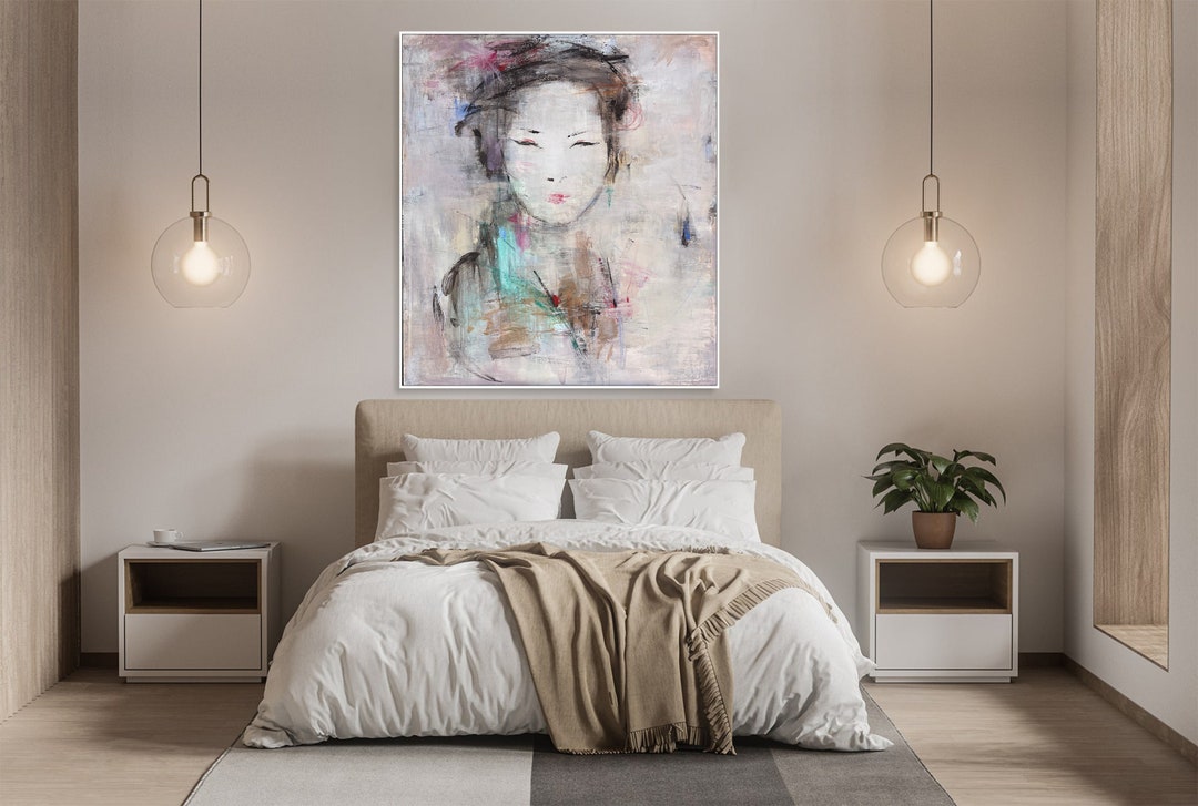 Abstract Asian Woman Portrait Paintings on Canvas Modern Expressionist ...