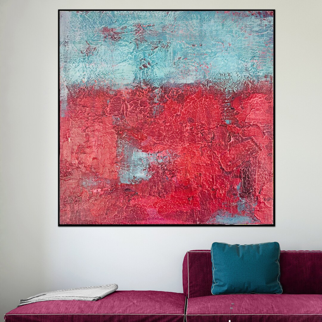 Colorful Abstract Paintings on Canvas Expressionist Art in Red - Etsy