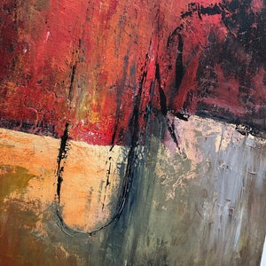 Red Abstract Oil Painting Wall Art Orange Colorful Artwork Large ...