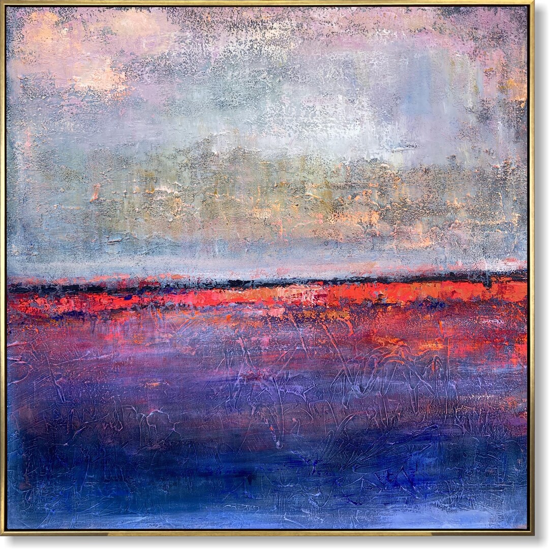 Purple Red Abstract Landscape – Modern Textured Wall Art - Etsy