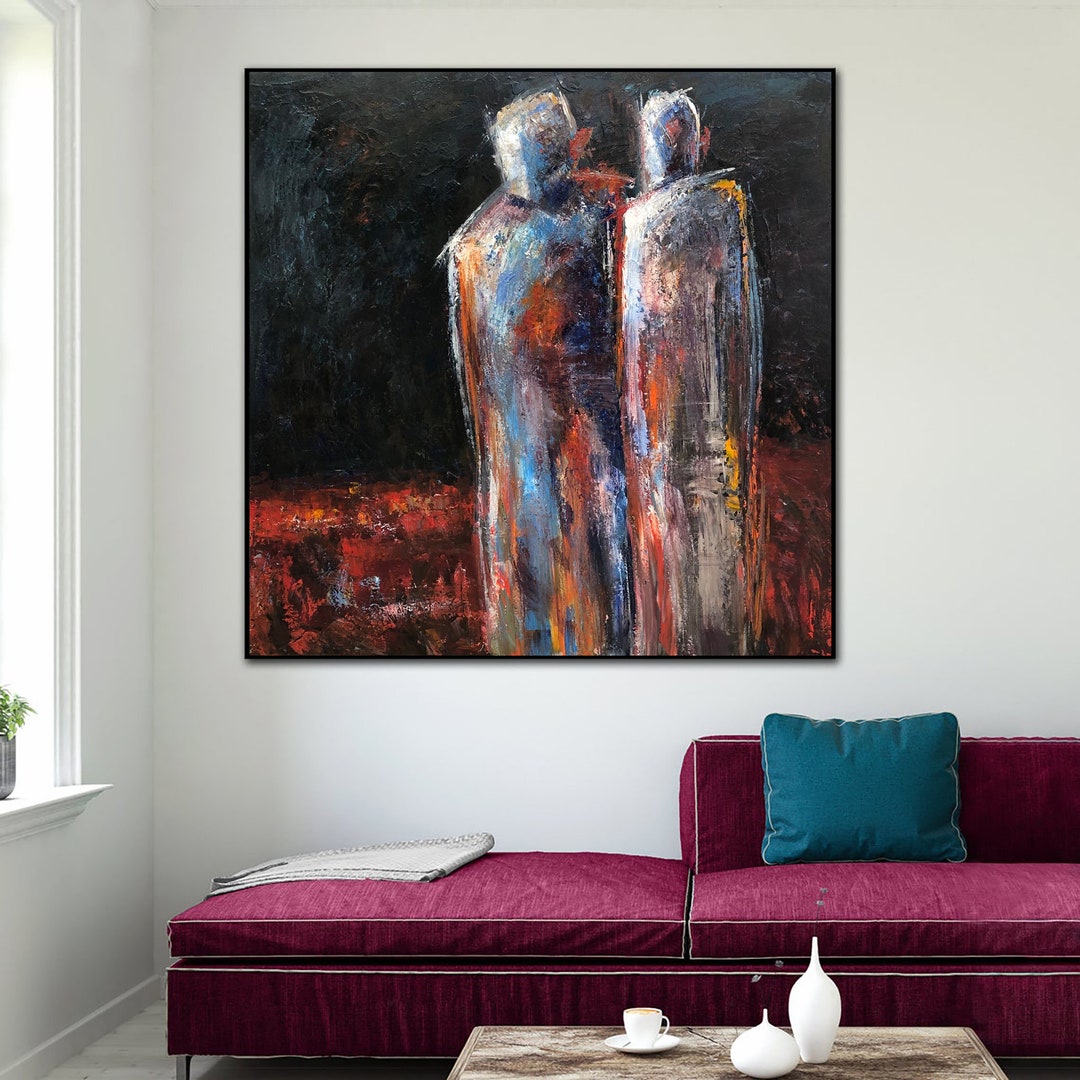 Abstract Couple Painting: Textured Acrylic Figurative Art - Etsy