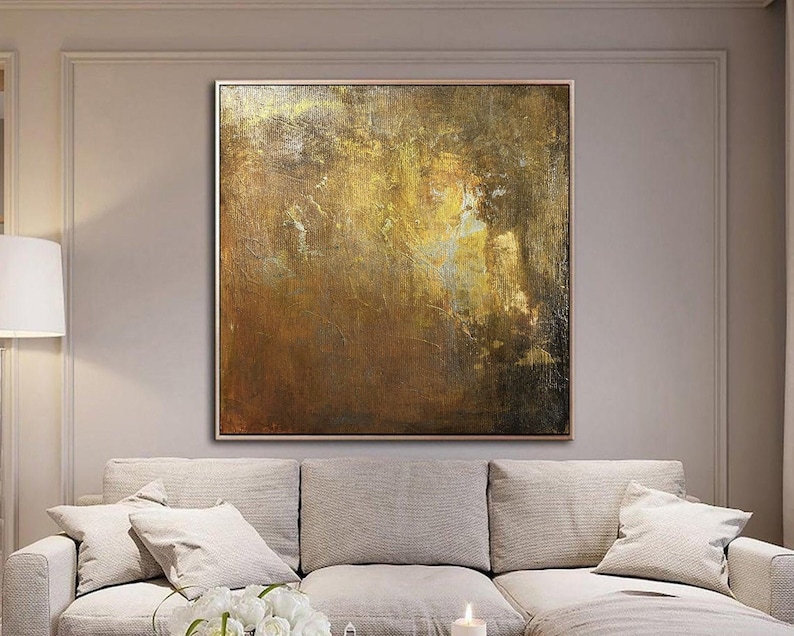 Gold Brown Abstract Painting – Textured Metallic Wall Art - Etsy