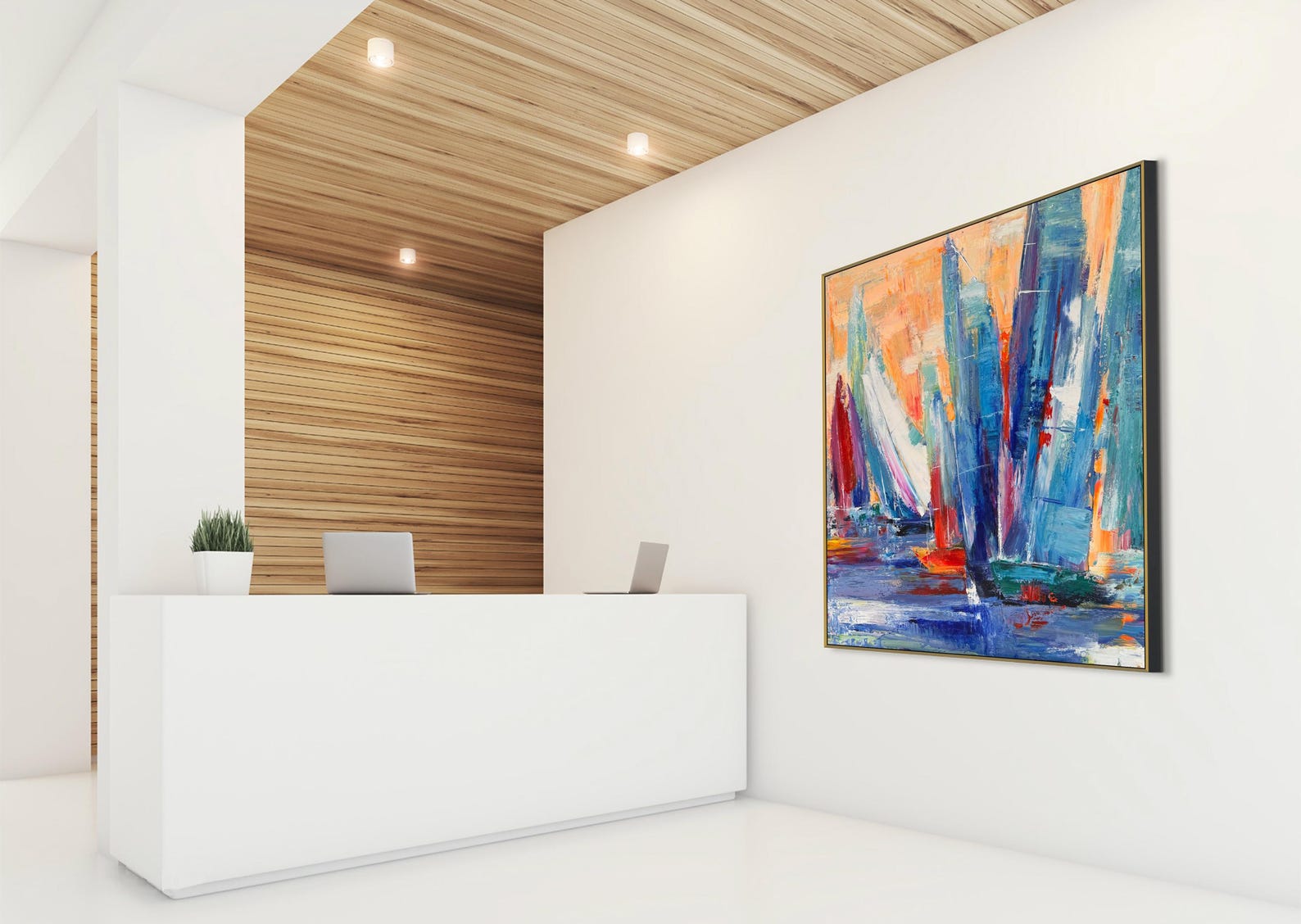 Colorful Sailboat Abstract Painting – Bold Modern Seascape Wall Art - Etsy