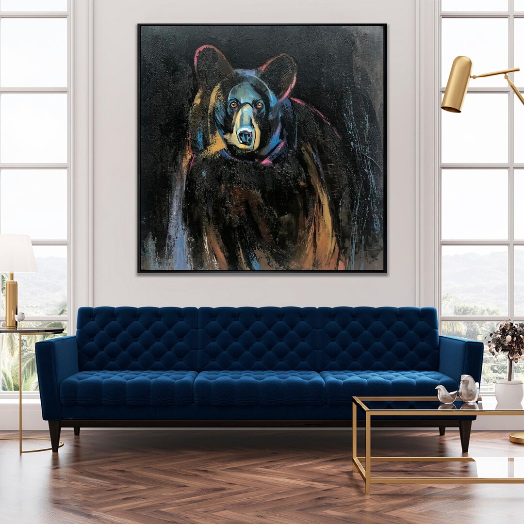 Abstract Bear Painting | Modern Wildlife Wall Art on Canvas, Grizzly ...