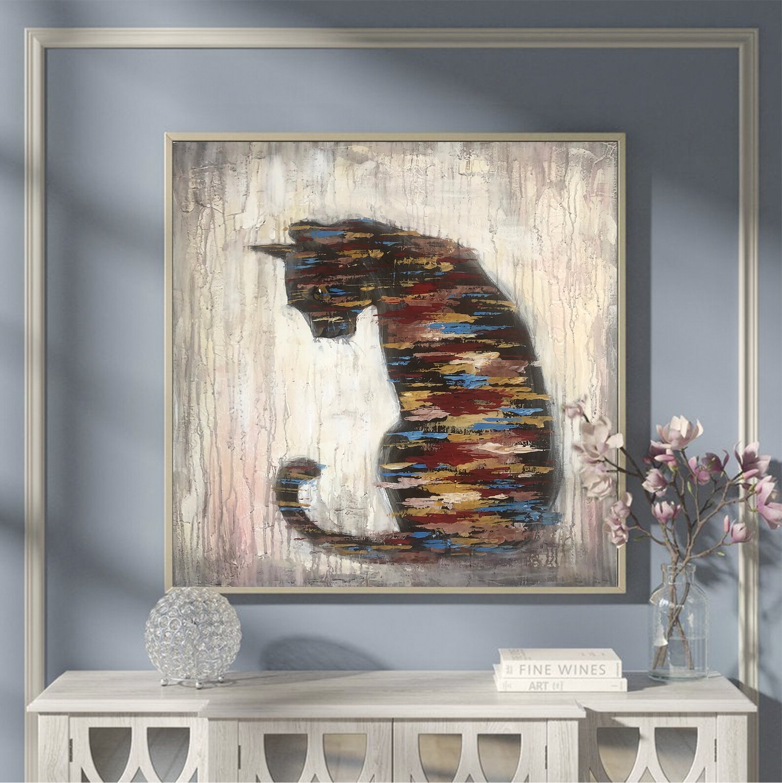 Abstract Cat Painting: Multicolored Wildlife Art - Etsy