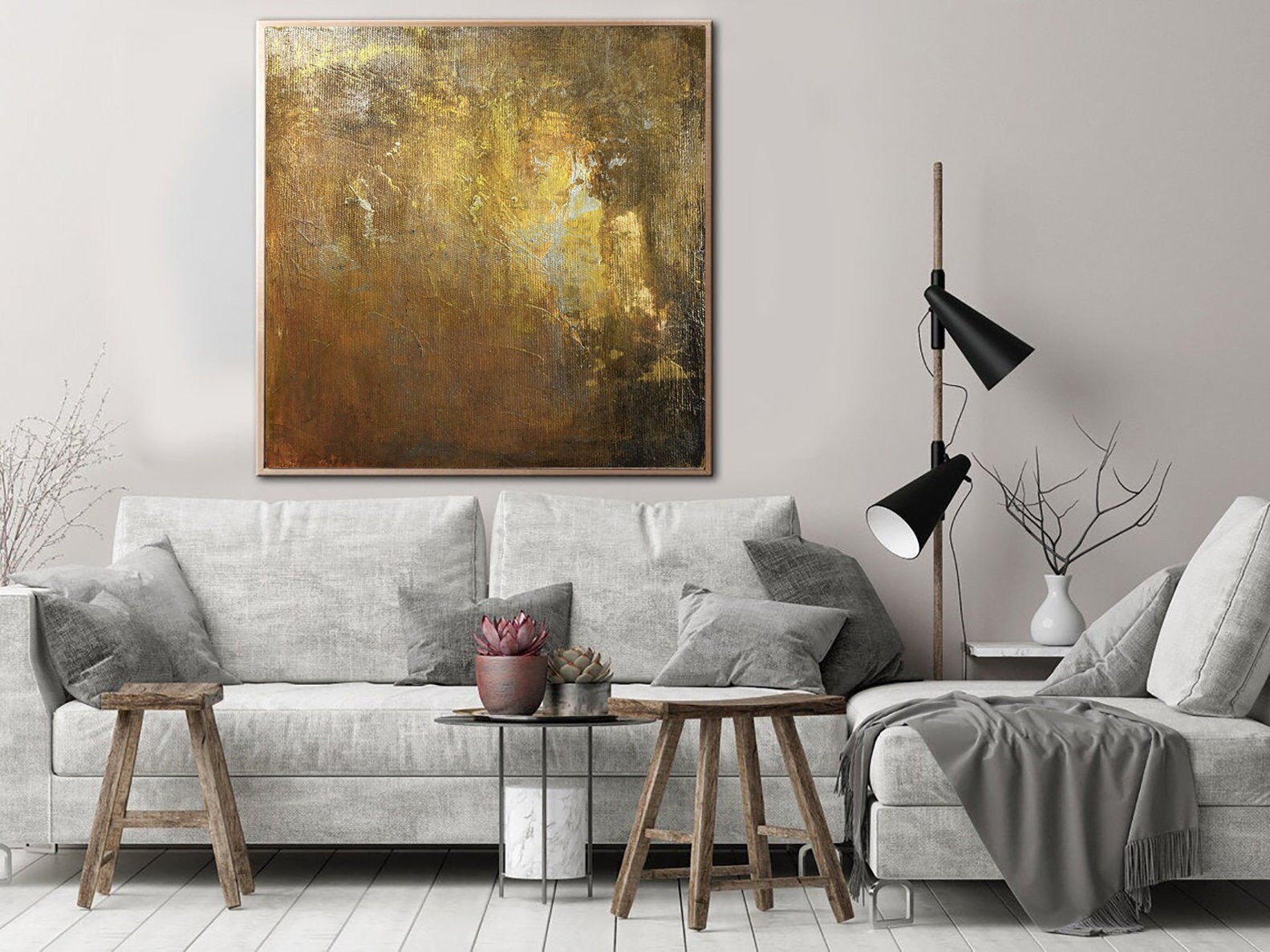 Gold Brown Abstract Painting – Textured Metallic Wall Art - Etsy