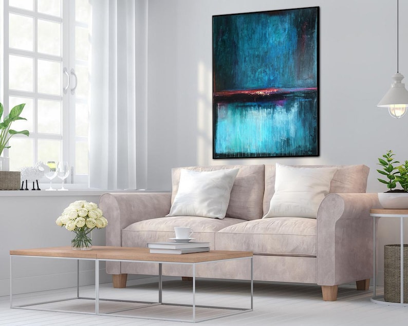 Large Abstract Painting On Canvas Deep Blue Abstract Painting | Etsy