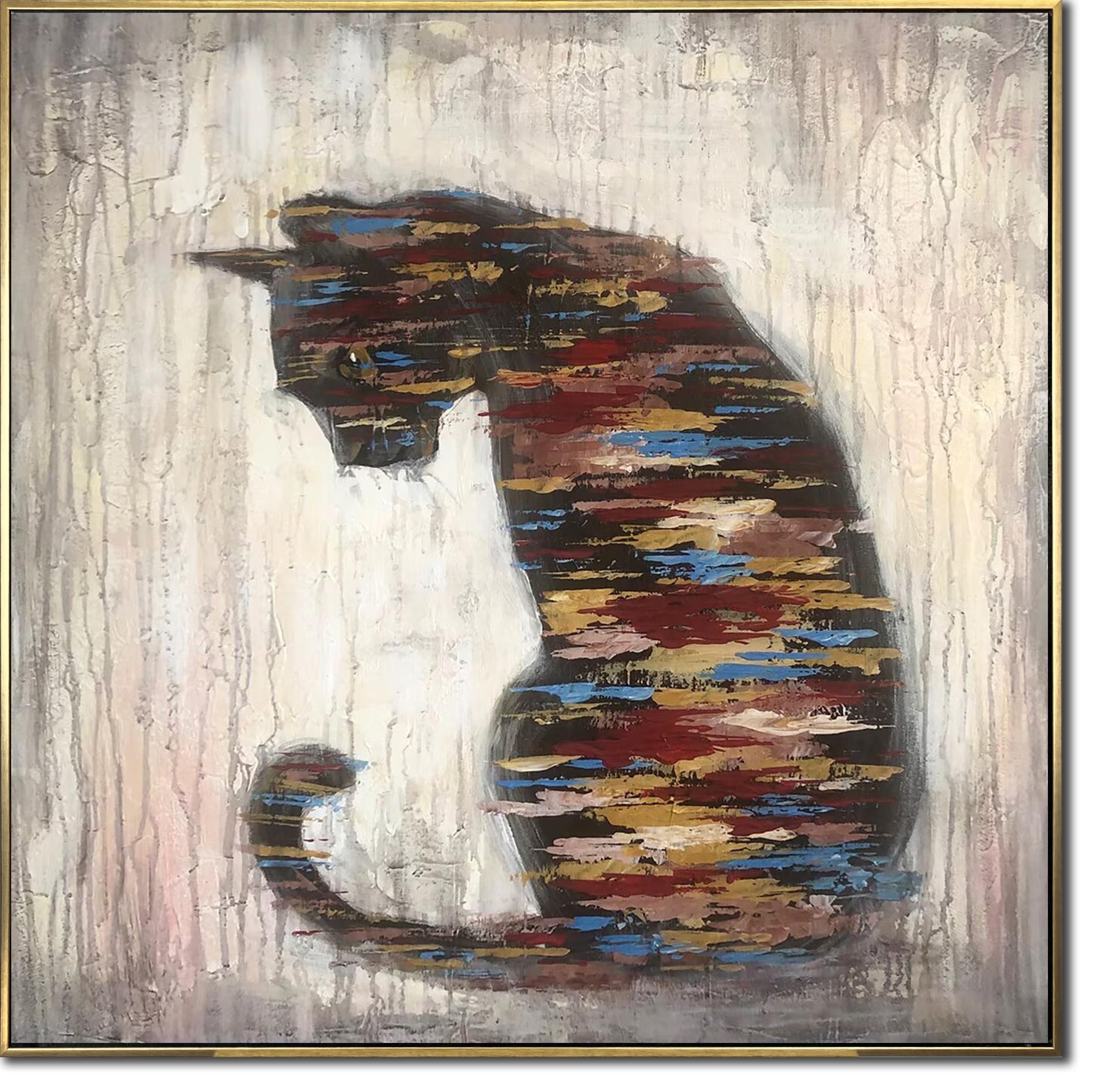Abstract Cat Painting: Multicolored Wildlife Art - Etsy