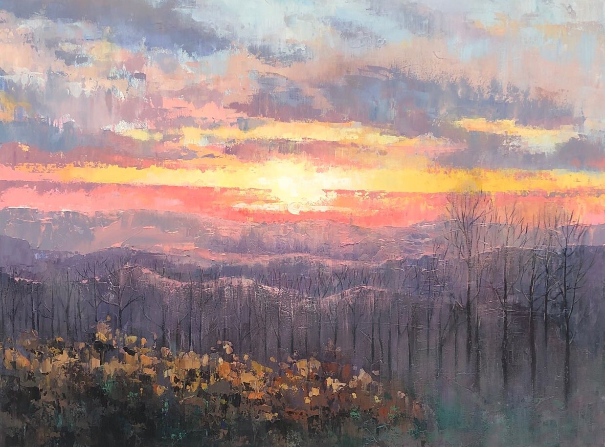 Sunset Painting Canvas Art Landscape Wall Art Original | Etsy