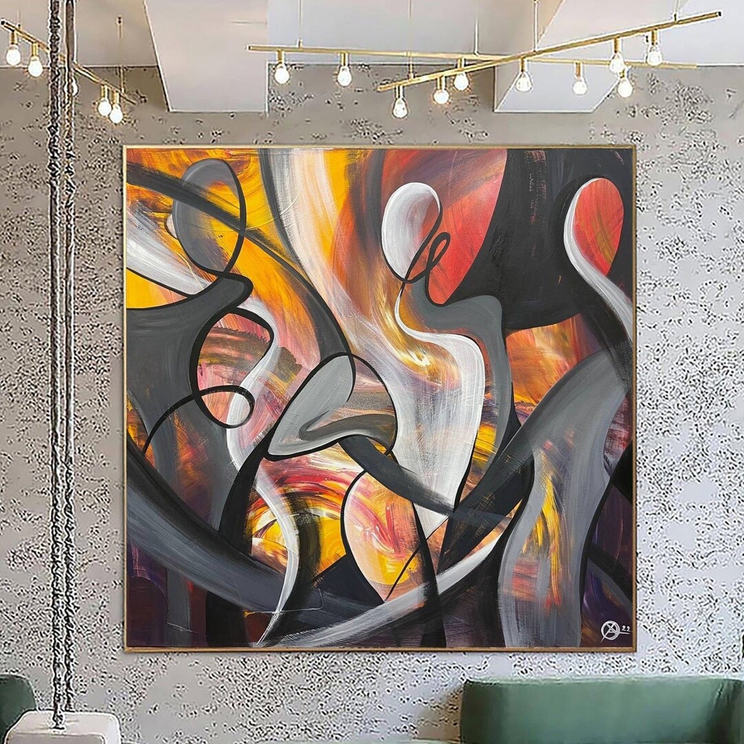 Abstract Expressionist Figures Painting Bold Curved Line Art - Etsy UK