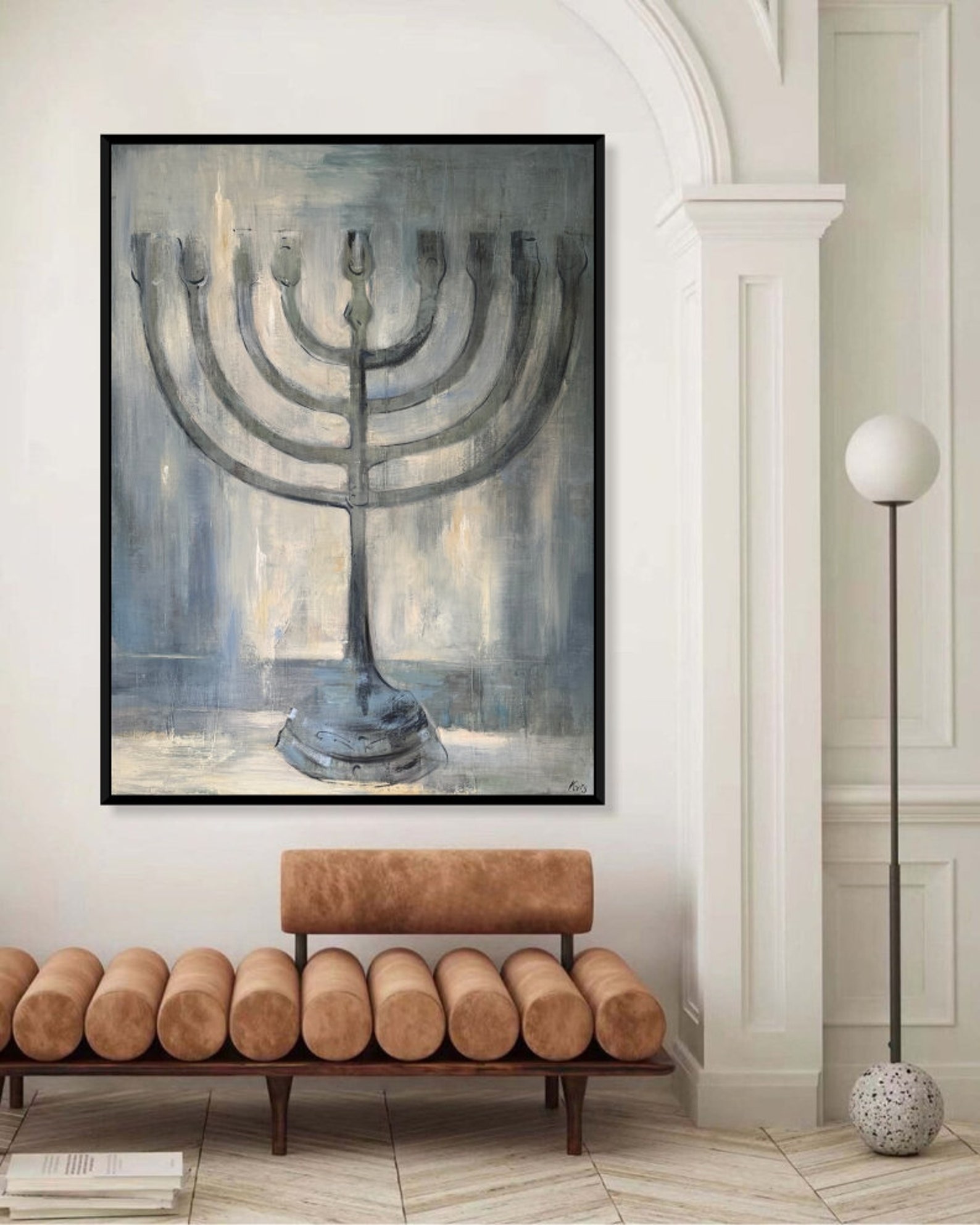 Abstract Menorah Wall Art – Judaica Painting on Canvas - Etsy
