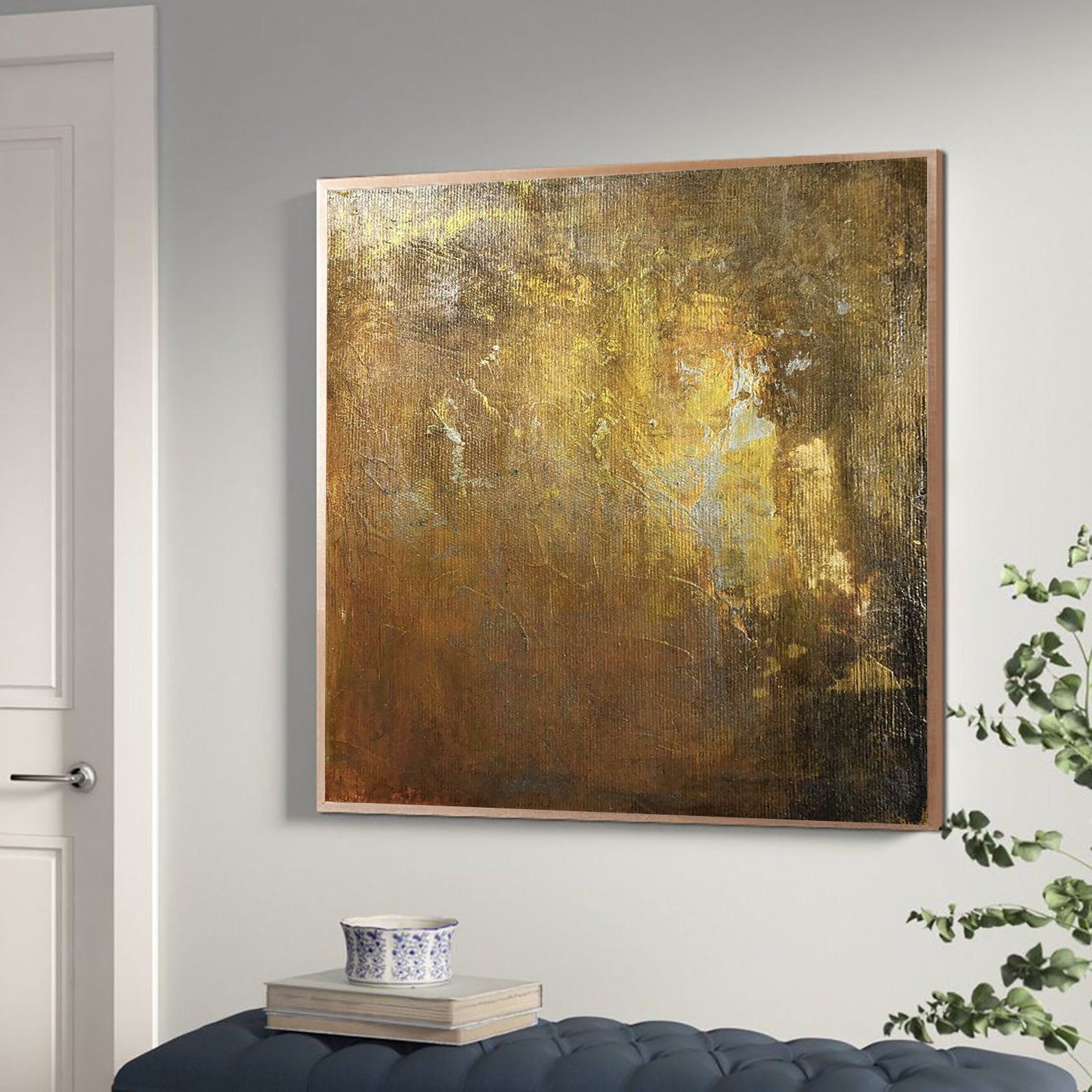 Gold Brown Abstract Painting – Textured Metallic Wall Art - Etsy