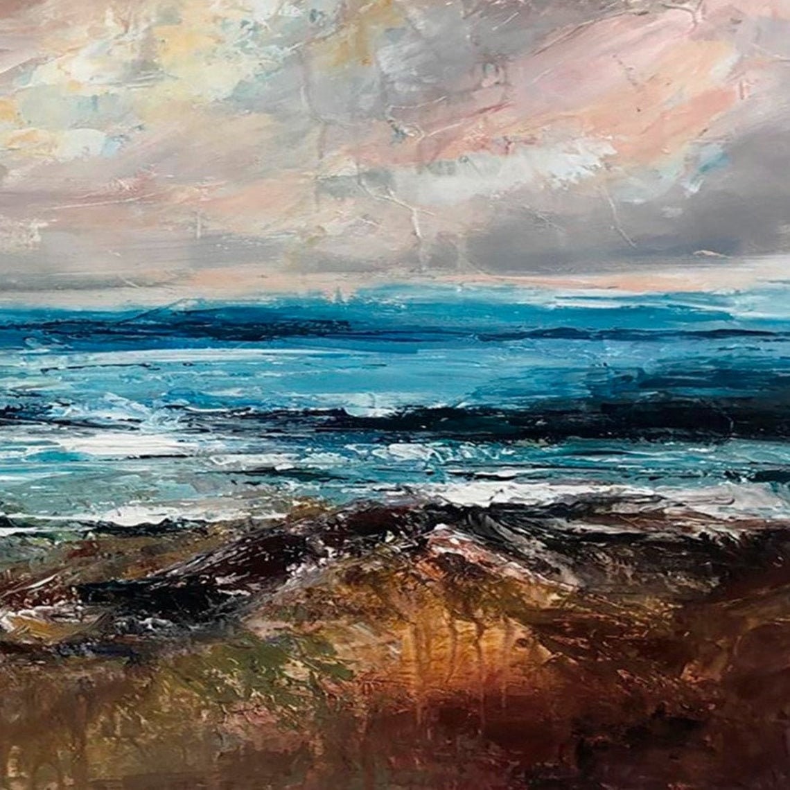 Original Abstract Seascape Set of 3 Paintings on Canvas Ocean - Etsy