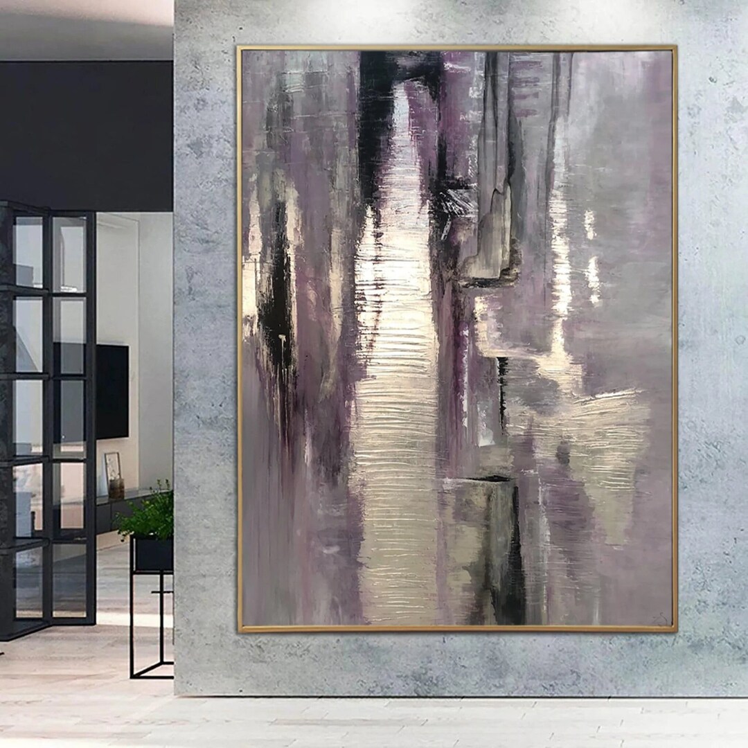 Large Oil Painting Modern Silver Artwork Gold Leaf Original - Etsy