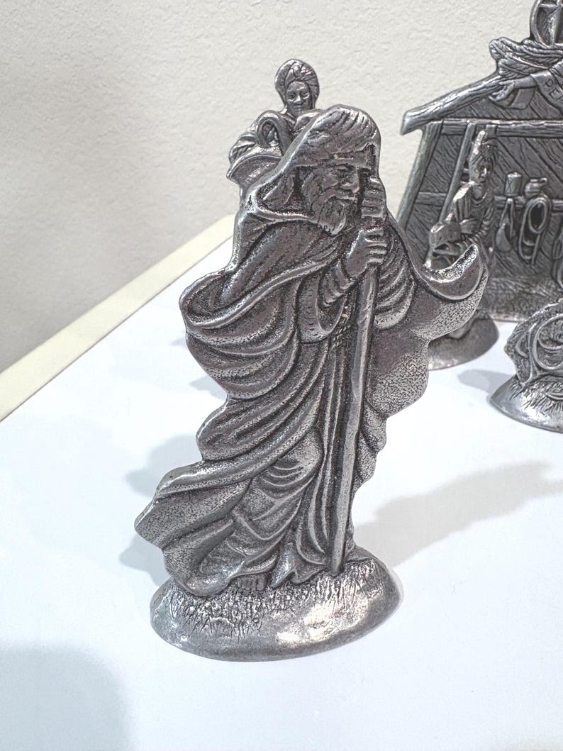 Vintage Pewter Nativity Set - 8 Piece Carson Statesmetal - Missing One ...