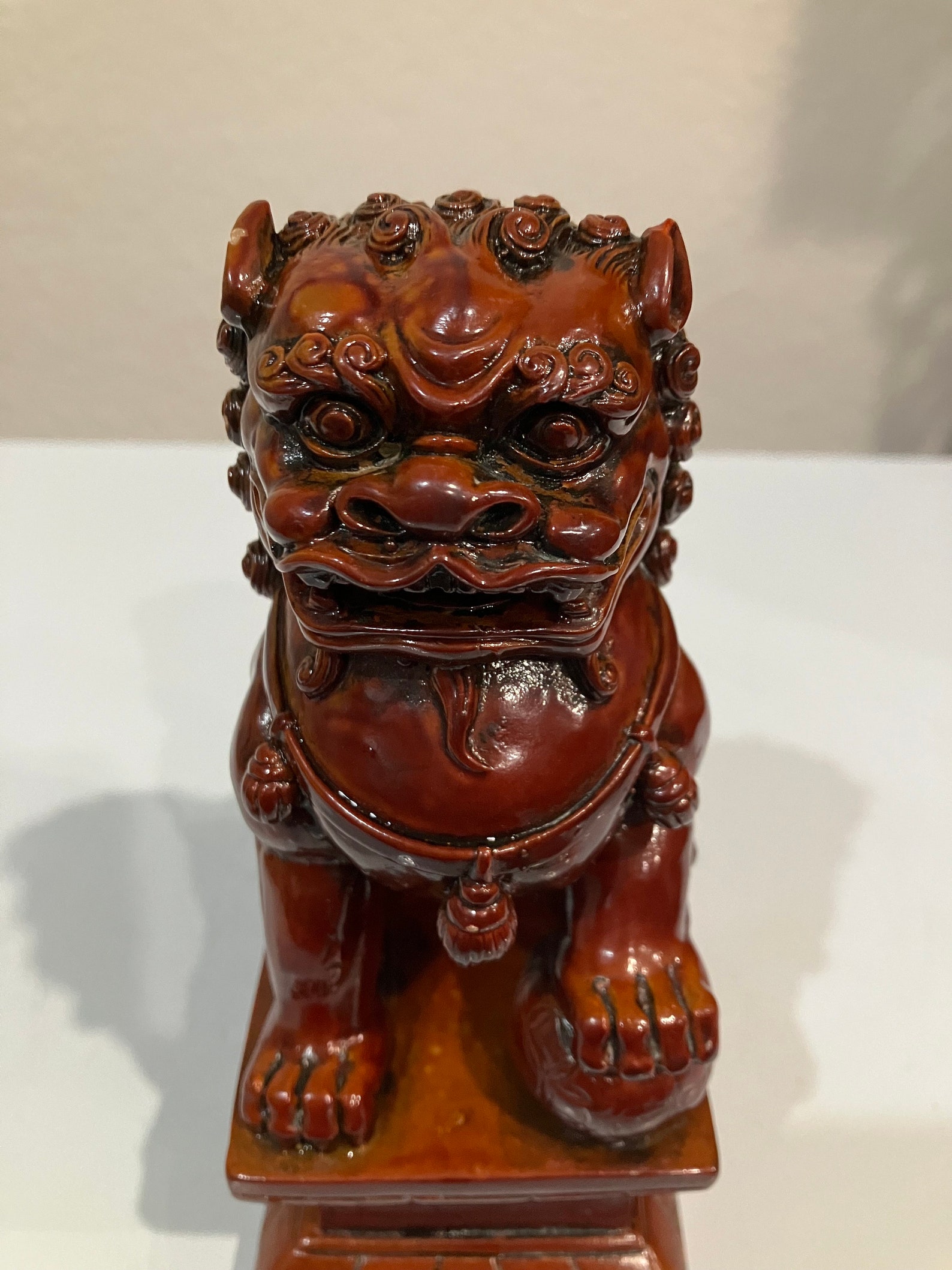 Vintage Heavy Resin Asian Cinnabar Red Foo Dog Lion Figurine - Etsy