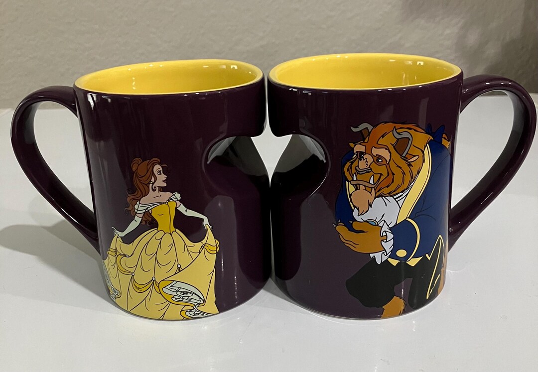 Disney Belle Beauty and the Beast Coffee Mugs Signature Heart Purple ...