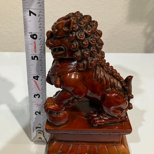 Vintage Heavy Resin Asian Cinnabar Red Foo Dog Lion Figurine - Etsy