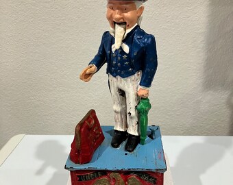 Mechanical Bank Cast Iron Uncle Sam - Etsy