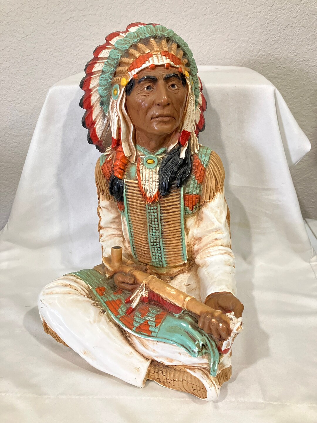 Vintage Universal Statuary 1980 #691 Native American Chief With Pipe ...