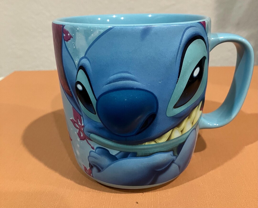 Disney Stitch Light Blue Ceramic Mug With Raised Graphic 3D Baring ...