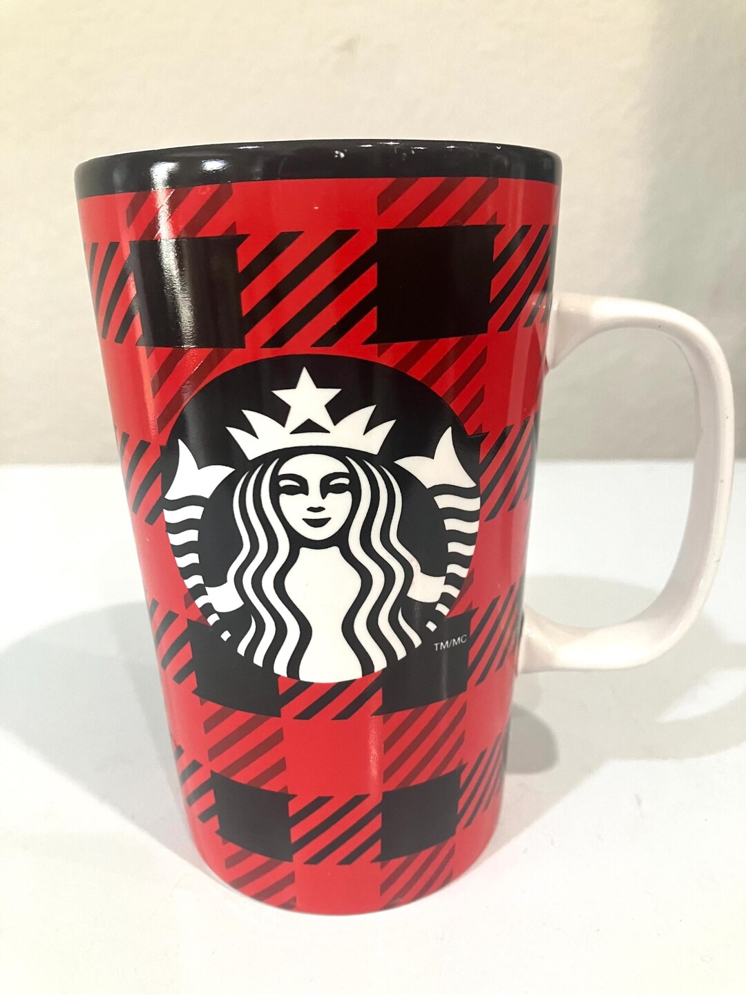 Starbucks 2014 16 Oz Red and Black Plaid Tall Coffee Mug Cup - Etsy